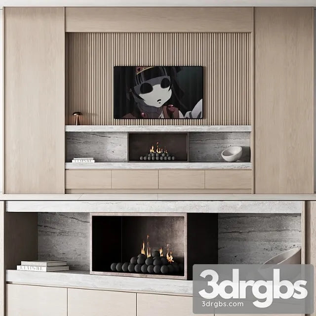 150 TV Wall Kit 02 Modern Japandi Oak Wood 02 3dsmax Download – 3DSky ...