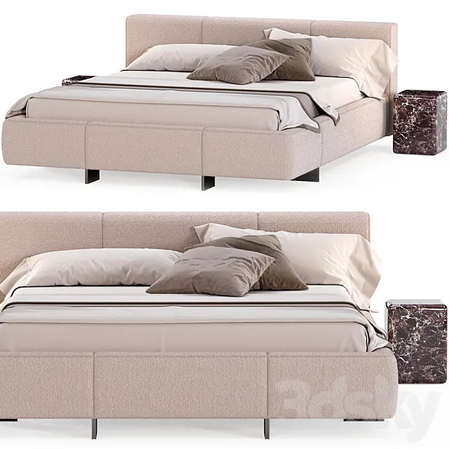 Bed from the Minotti factory Yves-bed series 3ds Max – 3DSky Model Free