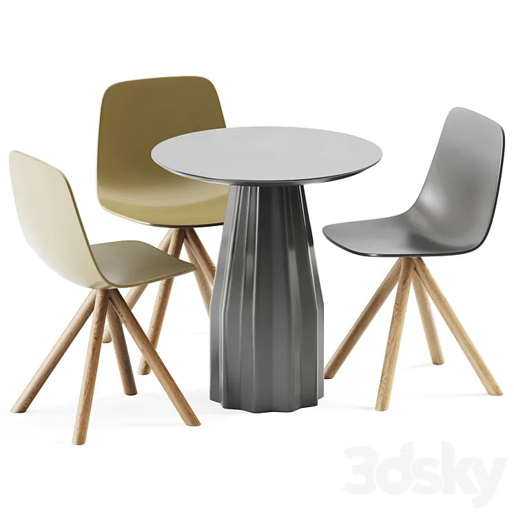 Burin Table D70 and Maarten Plastic Chair by Viccarbe 3DS Max Model ...