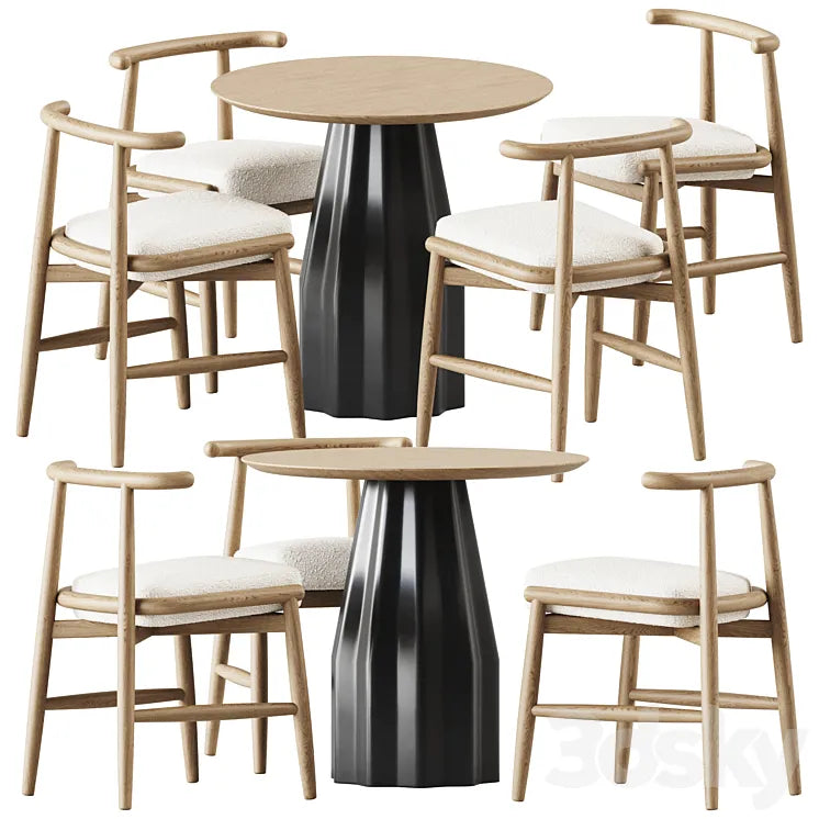 Burin Wooden Table D80 by Viccarbe and Chair Emilia by Meridiani 3DS M ...