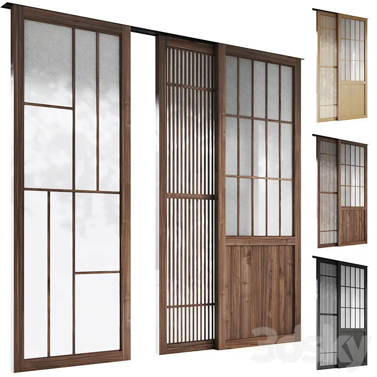 Decorative sliding partition shoji Japanese 5 3dsky | Free 3D Model Do ...