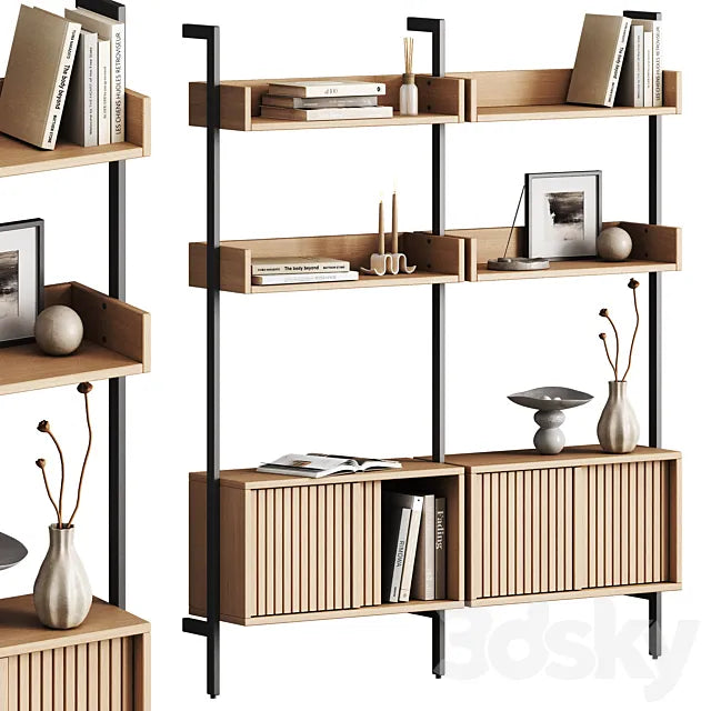 Dennett modular shelving unit with decor 3ds Max – 3DSky Model Free