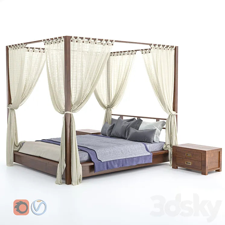 Four-poster bed 3DS Max Model – 3DSky Model Free