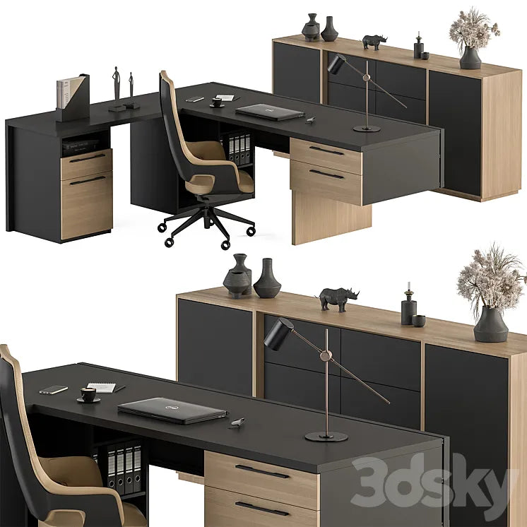 Manager Desk Set – Office Furniture 364 3DS Max Model – 3DSky Model Free