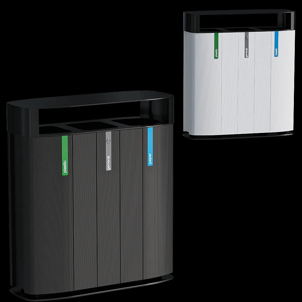 mmcité – Triple bin for sorting waste with lid Multiminium 3ds Max ...
