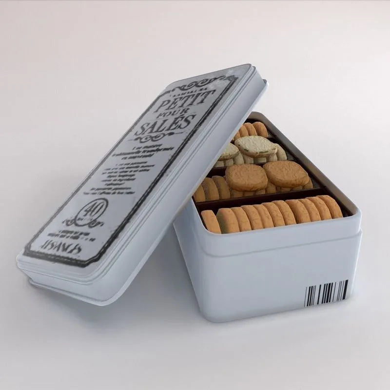 PBR Game 3D Models – Food Cookies Metal Box Opened – 3DSky Model Free