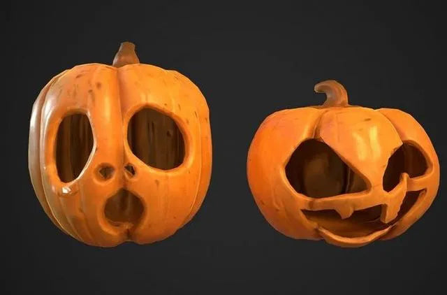 PBR Game 3D Models – Haloween Pumkins Low-poly – 3DSky Model Free