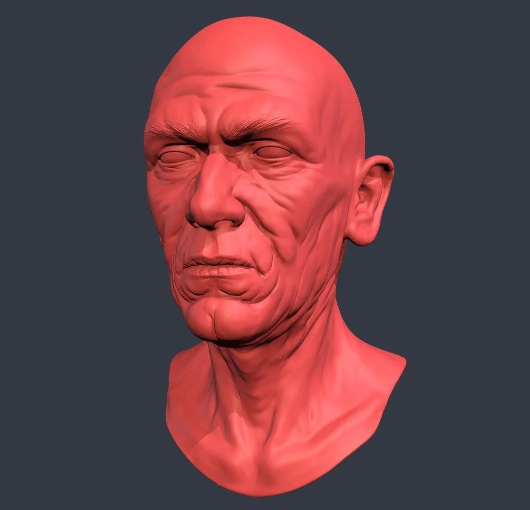 PBR Game 3D Models – Old Man Head Sculpt 2 – 3DSky Model Free