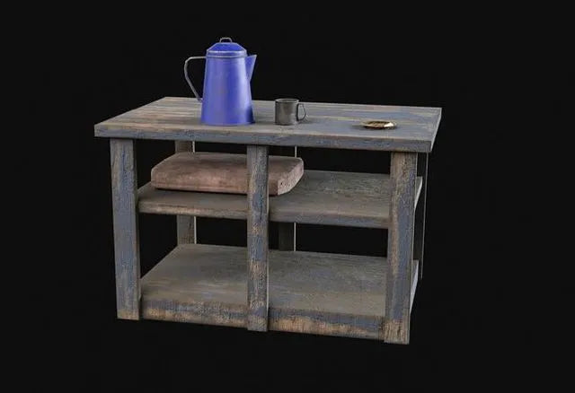 PBR Game 3D Models – Old Western Table – 3DSky Model Free
