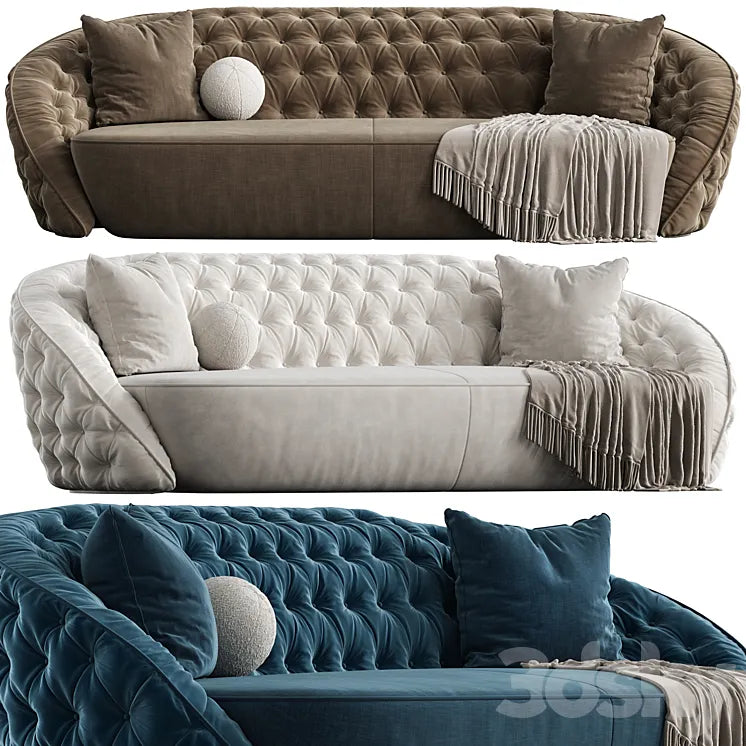 Round blue velvet sofa 3DS Max Model – 3DSky Model Free