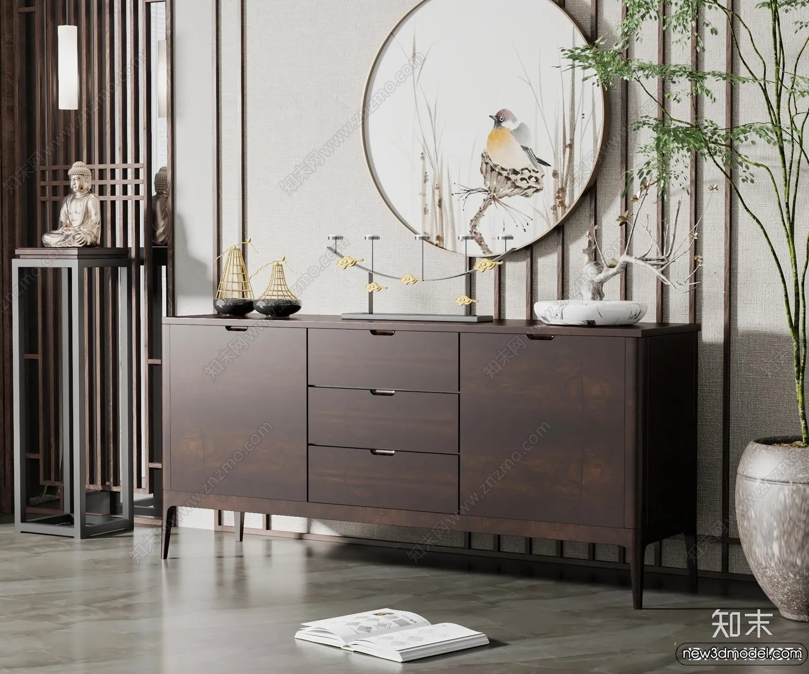 Side Cabinet and Racks – 3D Models for Interior – 006 – 3DSky Model Free