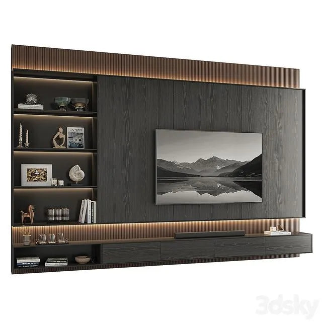 TV Wall Set 002 3ds max models free download – 3DSky Model Free