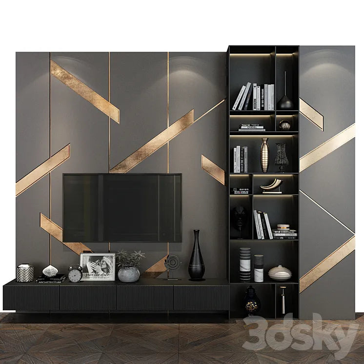 TV wall set 295 3DS Max Model – 3DSky Model Free